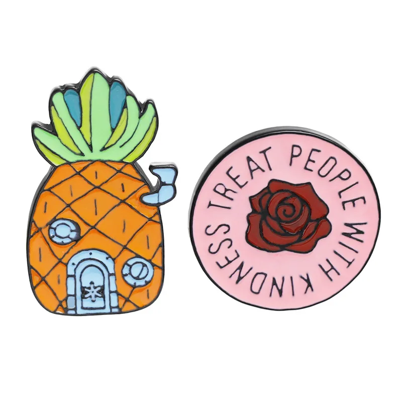 Door Pineapple And Treat People With Kindness Brooches Pin Badge ...