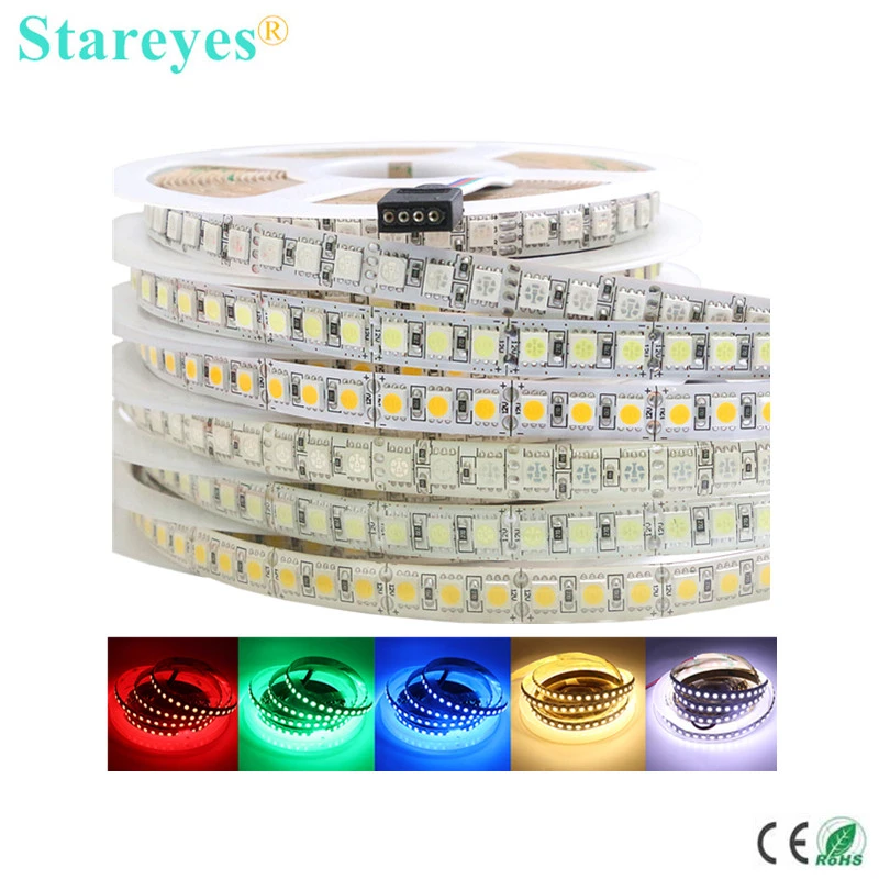 Smd 5050 120 Led 5m Dc12v Dc24v Rgb Ice Blue Led Strip Light Ip20 Ip65 ...