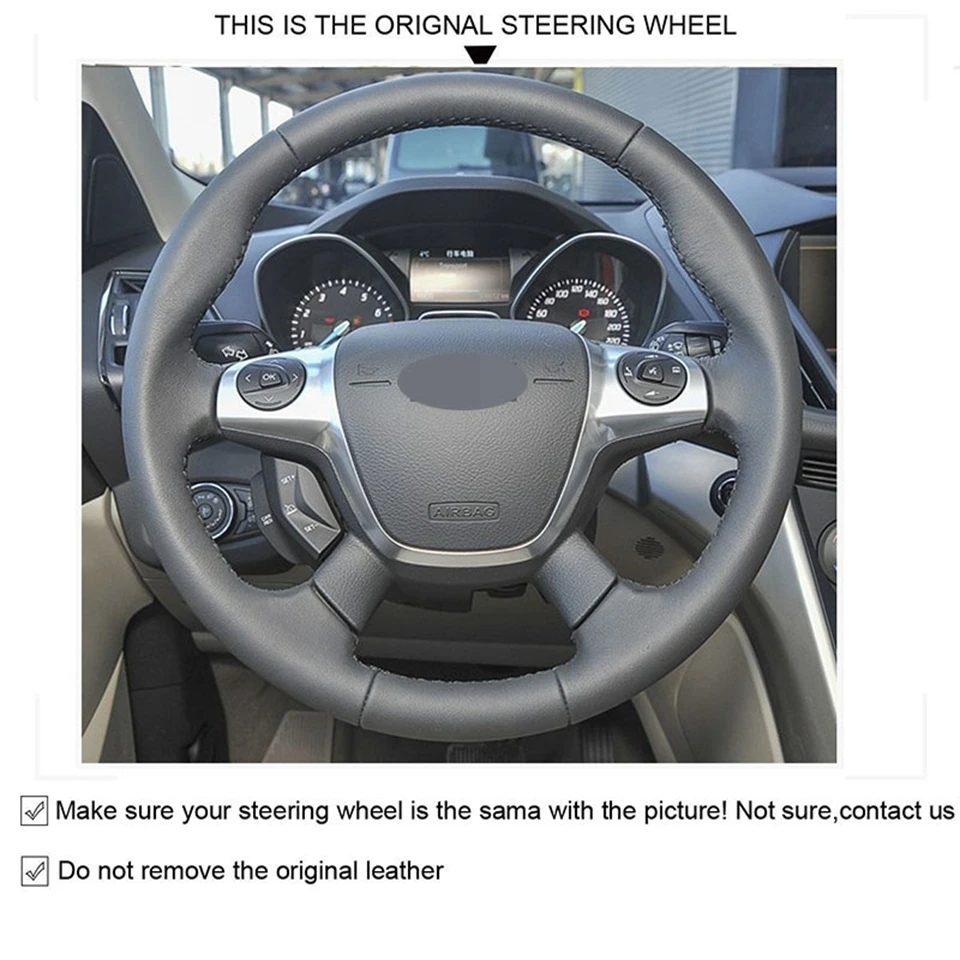 COUVRE-VOLANT,Gray Thread--Housse De Volant De Voiture En Cuir ...