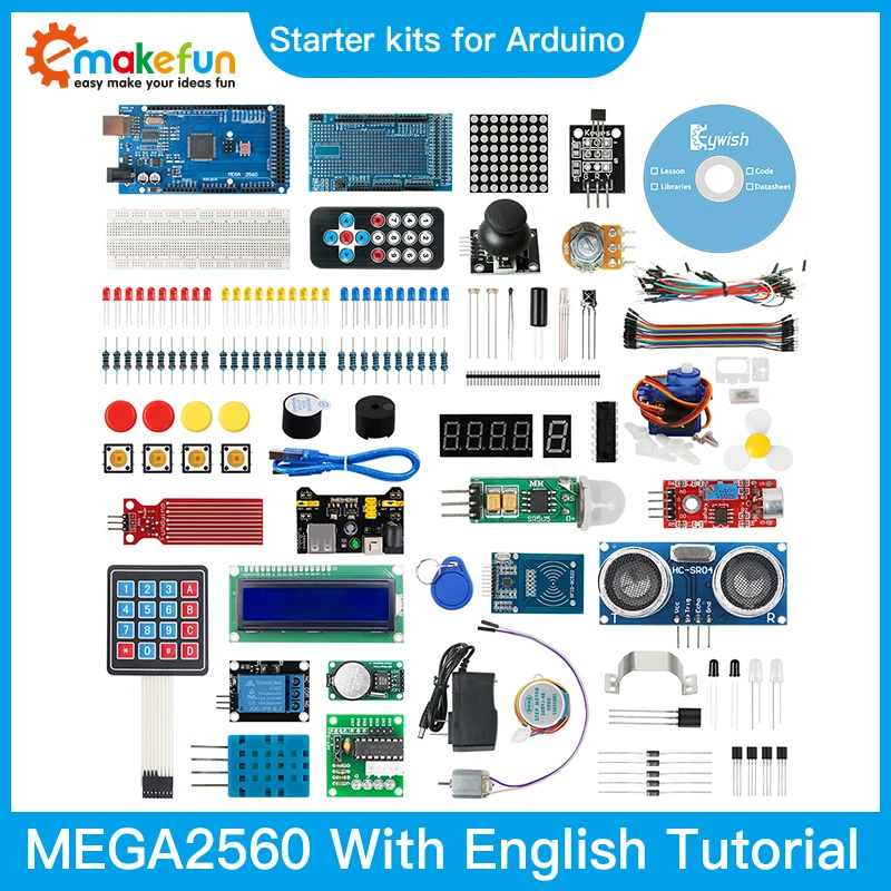 Emakufun Kit de iniciación para Arduino UNO R3, MEGA2560, con 30 clases ...