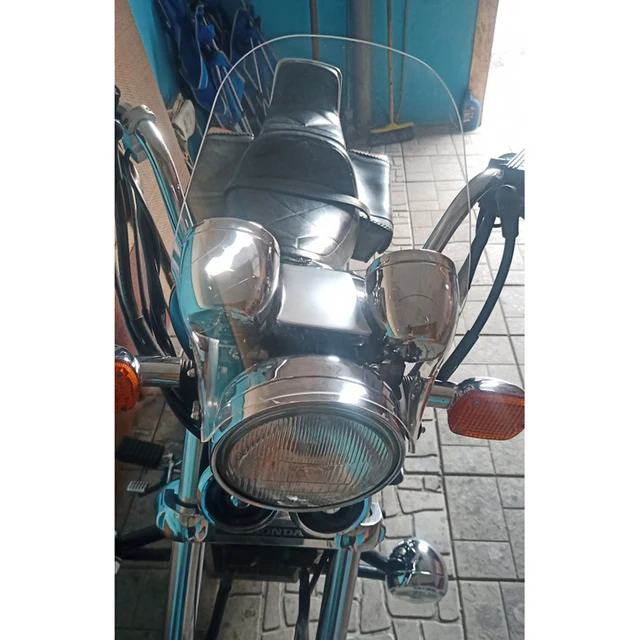 Motorcycle Round Headlight Windshield Windscreen For Honda Kawasaki ...