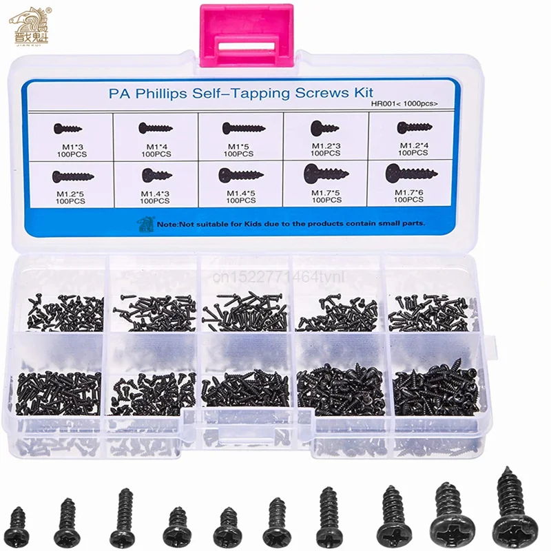 500/1000pcs/set M1 M1.2 M1.4 M1.7 Mix Pa Phillips Head Micro Screws Round Head Self-tapping ...