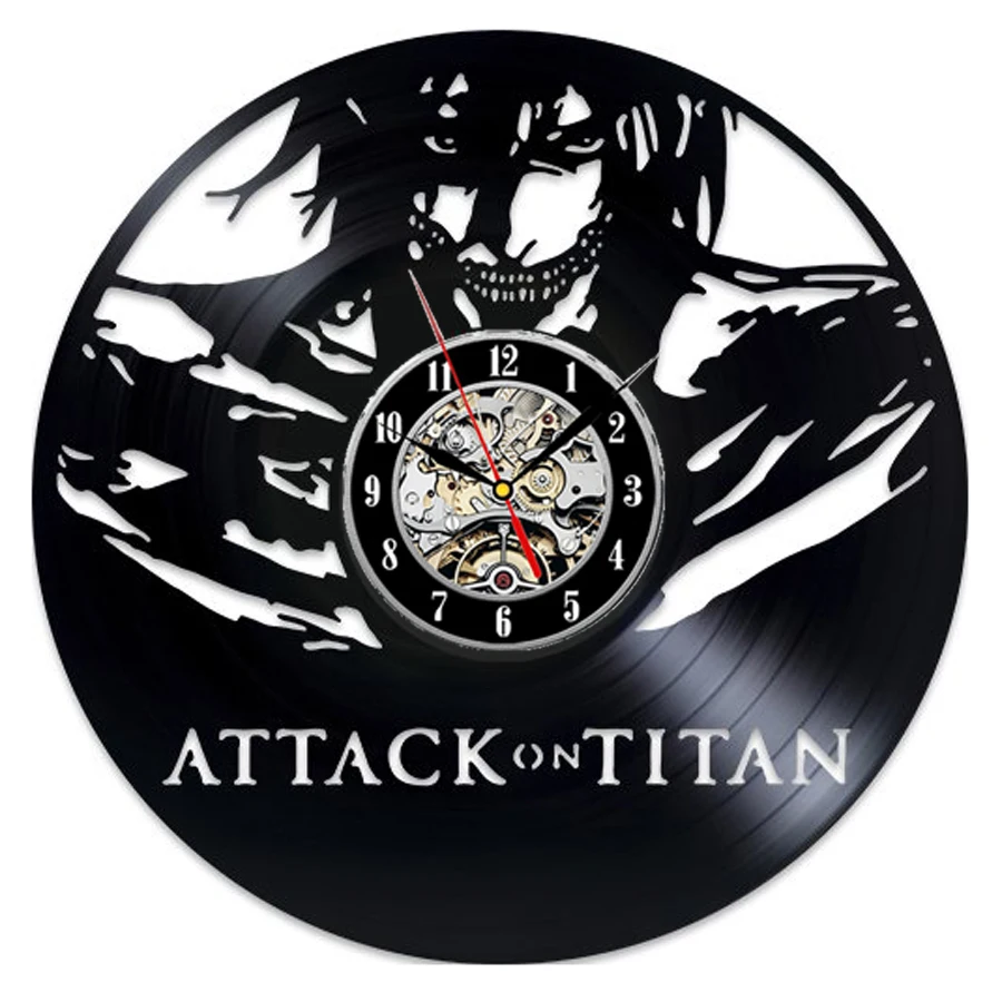 Attack on Titan Vinyl Record Wall Clock Modern Design Giant Anime 3D ...