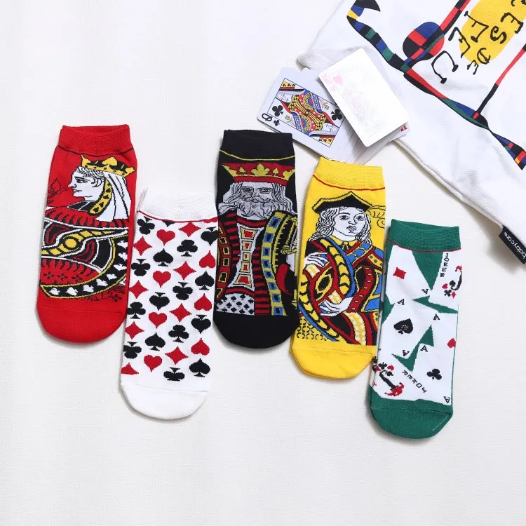 Playing-Card-Socks-Women-Cotton-Funny-Cartoon-Short-Ankle-Socks-Pack ...
