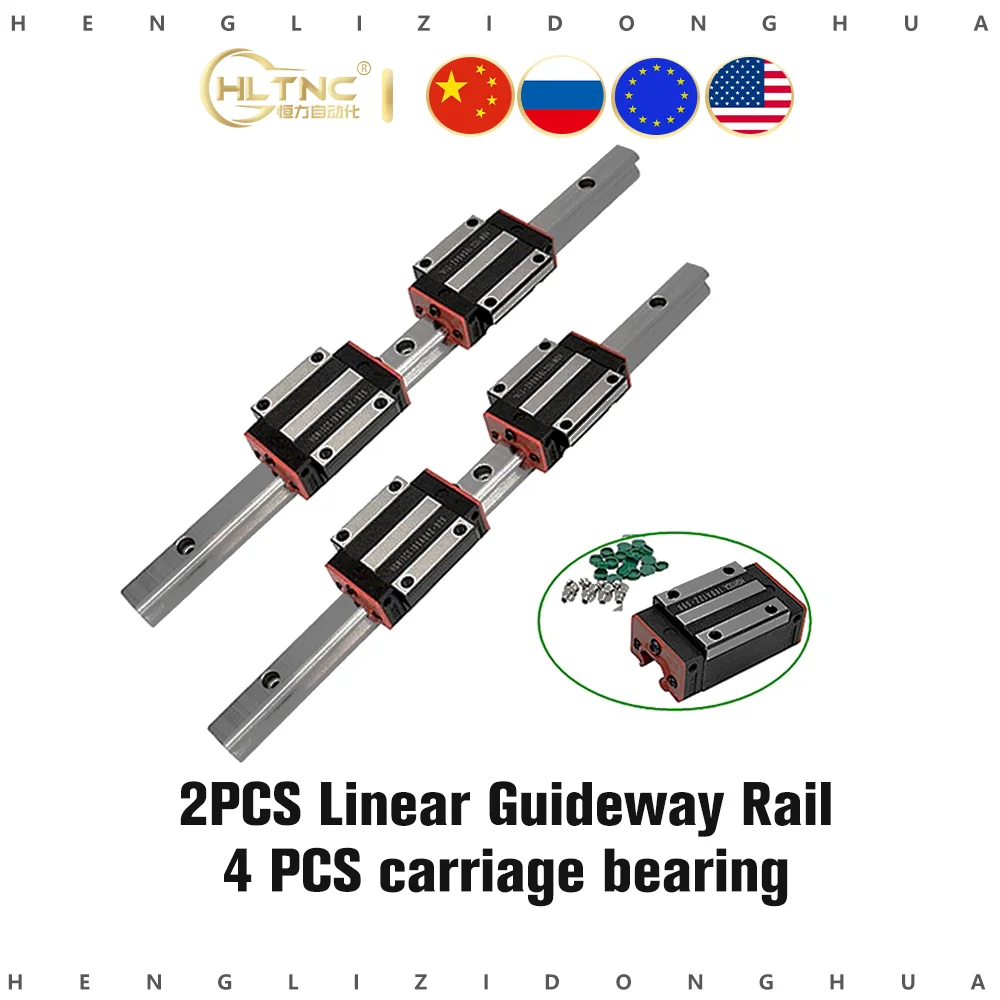 CNC HGR20 1800/1850/1900mm 2PCS Linear Guideway Rail +4 PCS carriage bearing block HGH20CA ...
