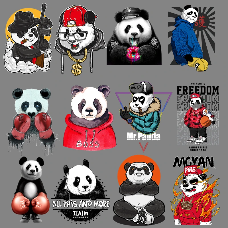 Cartoon-Panda-Heat-Transfer-Stickers-Tops-T-shirt-Patches-for-Clothing ...