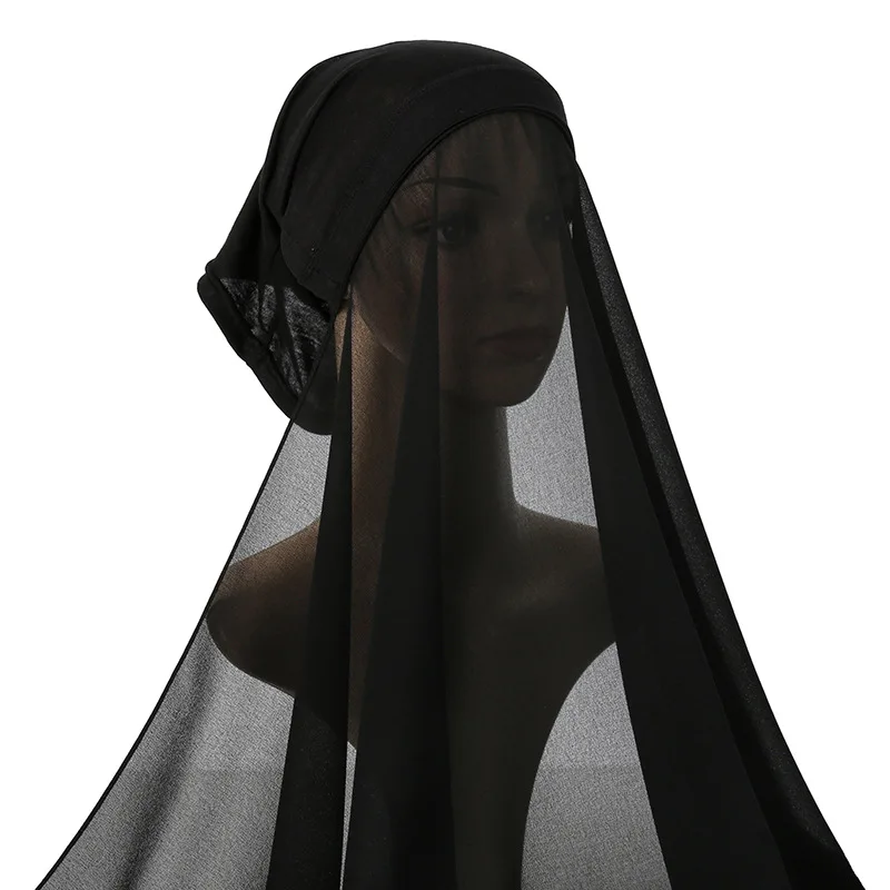 Instant-Hijabs-With-Modal-Cap-Plain-Bubble-Chiffon-Jersey-Hijabs-For ...