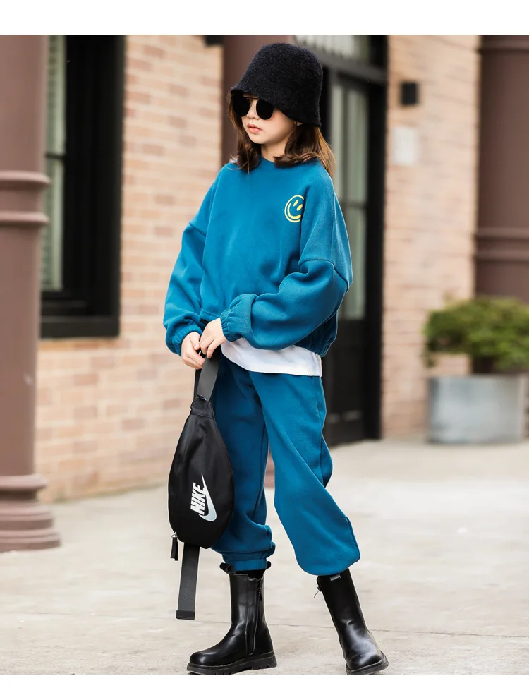 Girls Tracksuit 2021 Winter Fleece Thicken Kids Costume Children ...