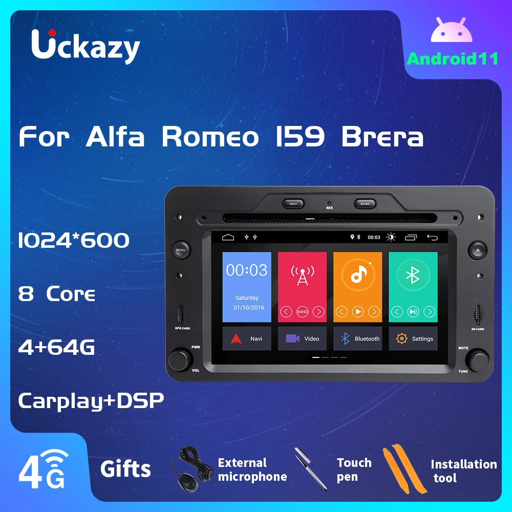 Uckazy 4GB 64GB 2 din Android 11 Car Radio DVD Player For Alfa Romeo ...