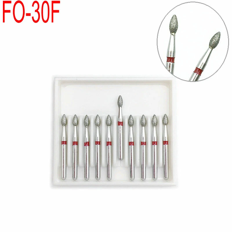 10 pcs/set Dental Diamond Burs Drills FG 1.6mm for High Speed Handpiece FO-30F Dentist Tools