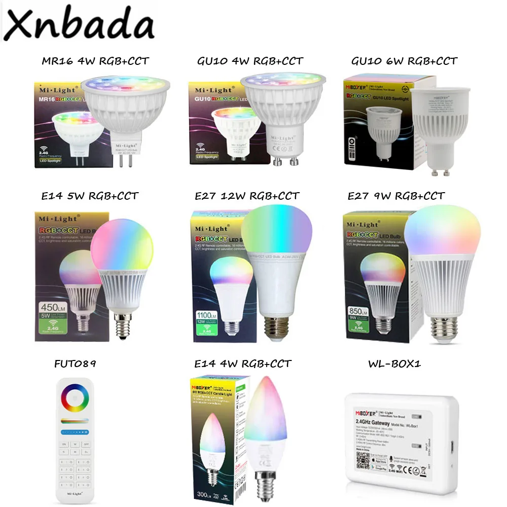 MiBoxer(Milight) 2.4G Led Bulb,MR16 GU10 E14 E27 Led Lamp Smart ...