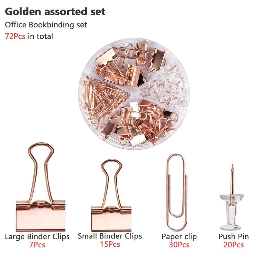 72pcs assorted photo paper clips binder clamps push pins set with ...