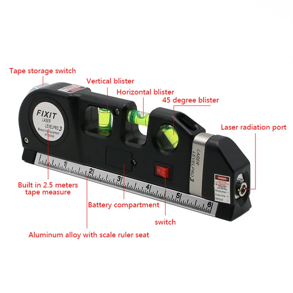 Règle laser,--Niveau Laser Horizon mesure verticale ruban aligneur de ...