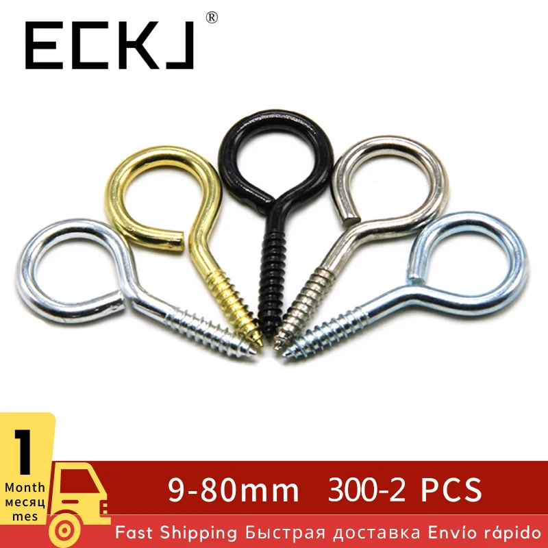 ECKJ 300pcs/200/100 Screw Eye Pins Mini Metal Self tapping Hook DIY ...