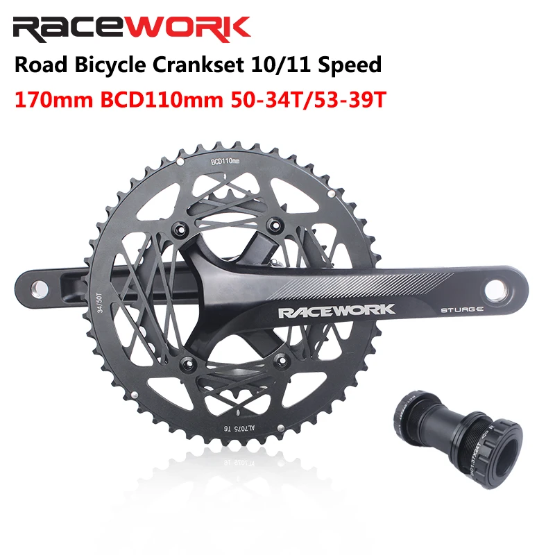 RACEWORK Road Bike Crankset 22 Speed 110BCD Hollow Double Sprockets ...