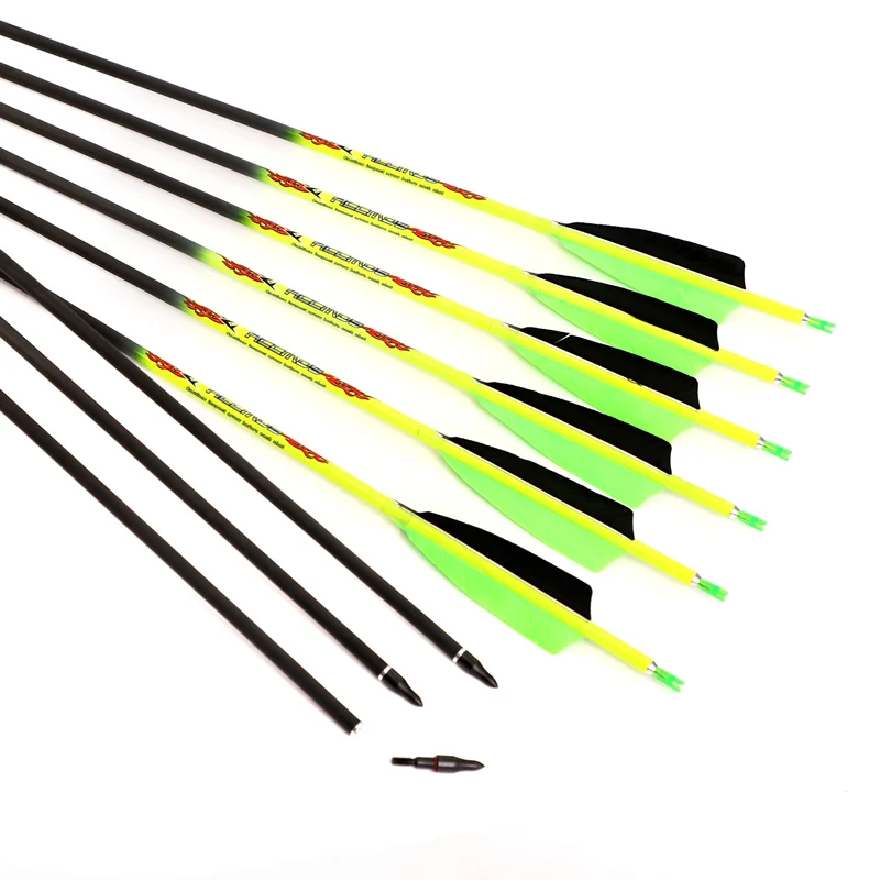 6/12pcs Id6.2mm Archery Pure Carbon Arrows Spine 300-600 31inch 4inch ...
