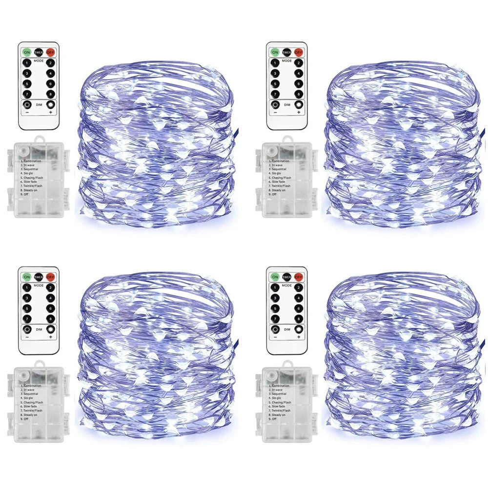 8 Modes 1-10M Copper Wire LED String Lights Battery Operated Garland ...