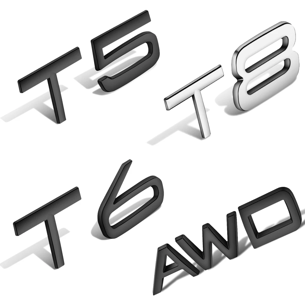 3d Metal T5 T6 T8 Awd Letter Logo Sticker Silver Black For Volvo Xc40 ...