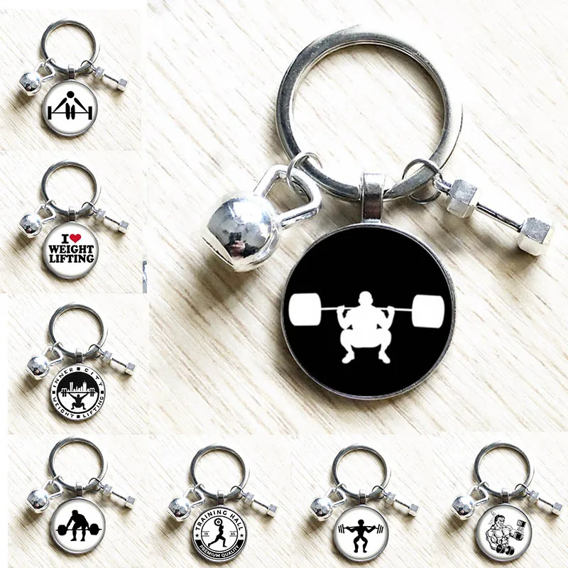 Classic-Weightlifting-Fitness-Pattern-Keychain-Retro-Bodybuilding ...