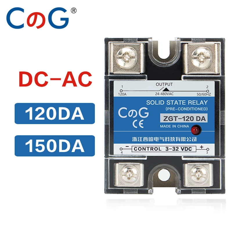 CG SSR 120DA 150DA Single Phase DC Control AC Heat Sink 24 480VAC To 3 ...