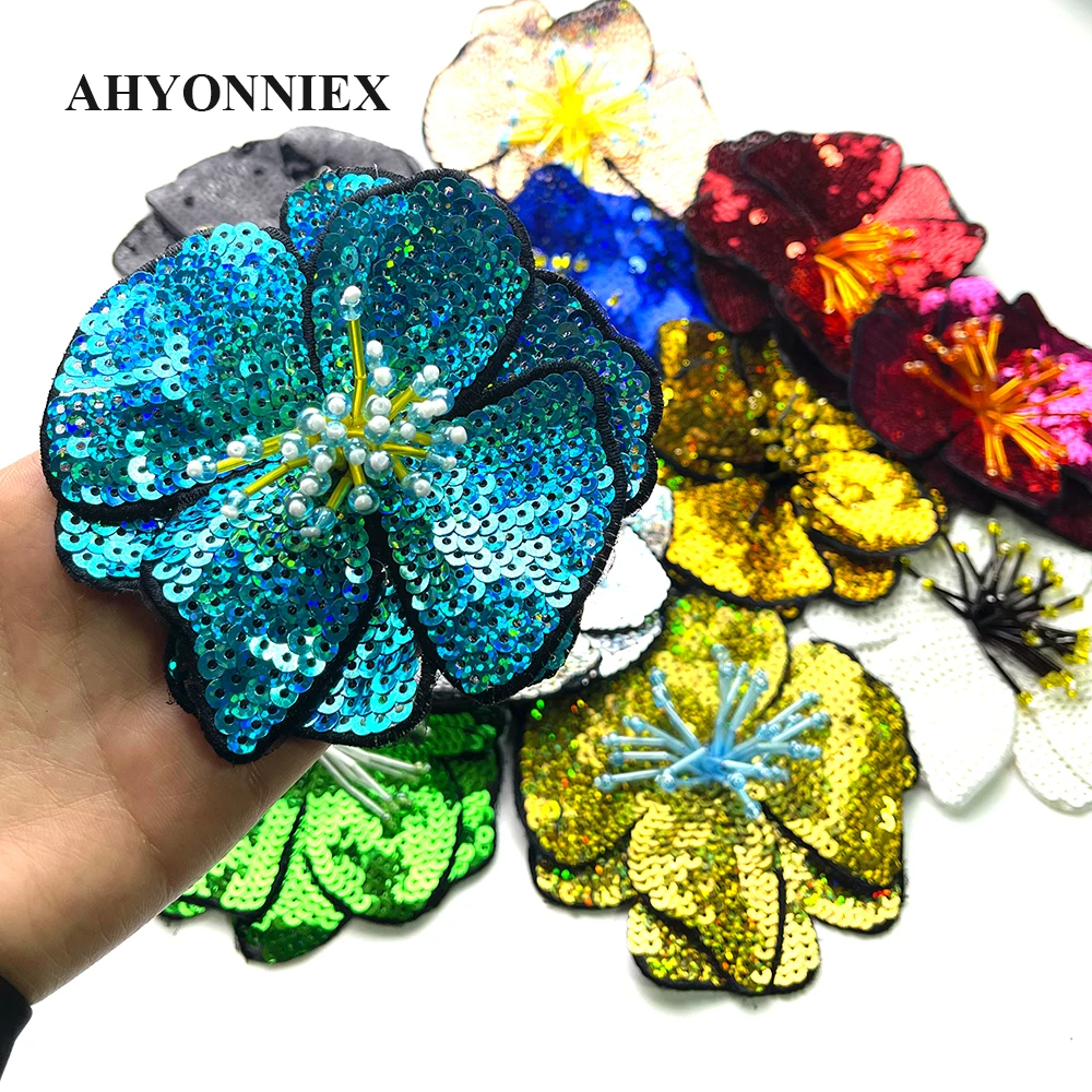 11-Colors-Large-Sequins-Flowers-Patches-Fashion-Embroidered-Applique ...