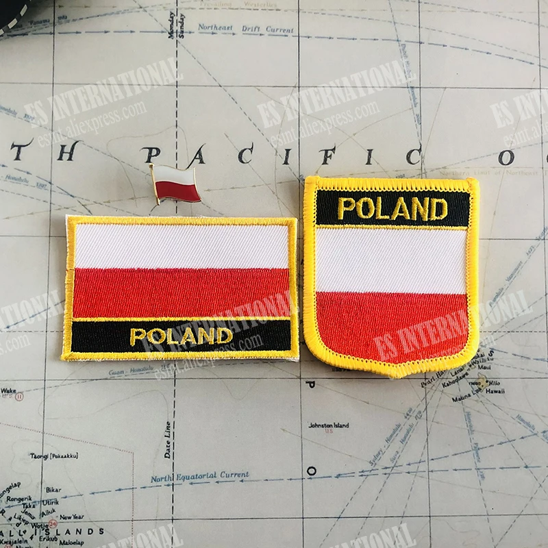 POLAND National Flag Embroidery Patches Badge Shield And Square Shape ...