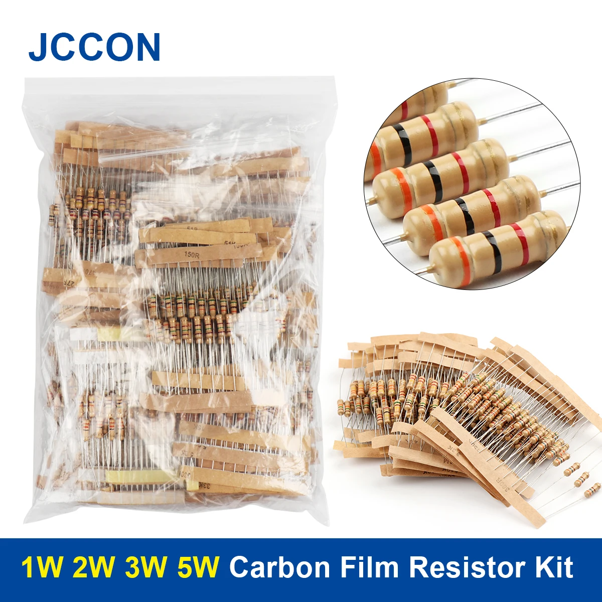 1W 2W 3W 5W Carbon Film Resistor Rang Assortment Kit Set Resistors Kit ...