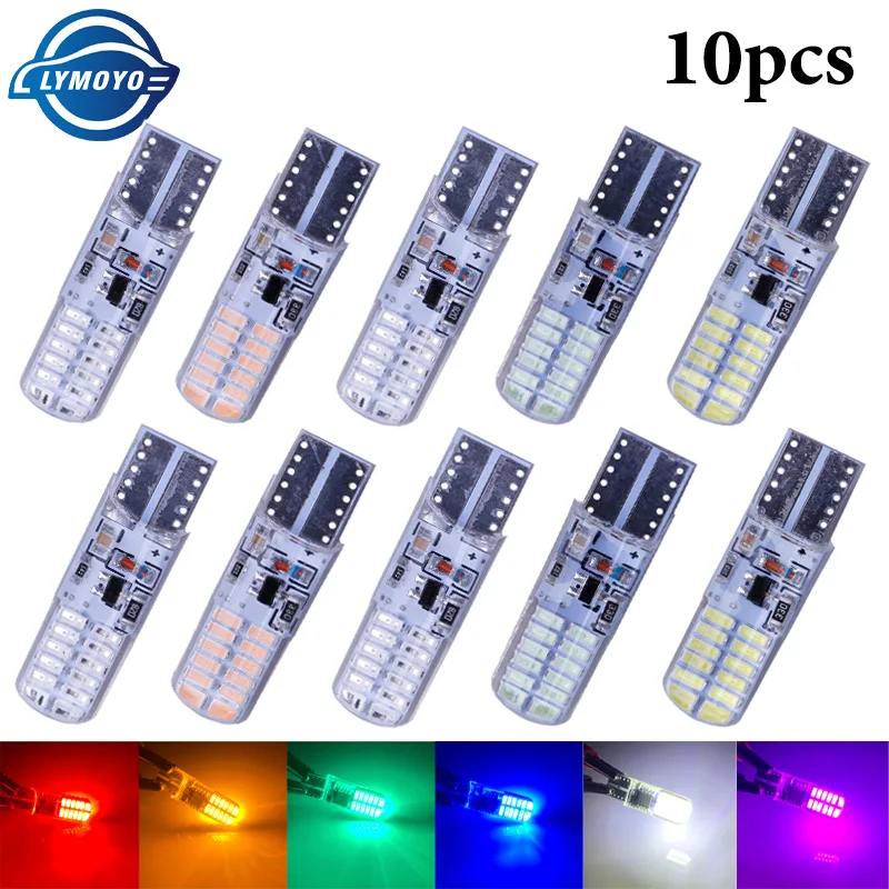 10pcs T10 W5W strobe flash silicone gel led light 194 168 3014 24LED ...