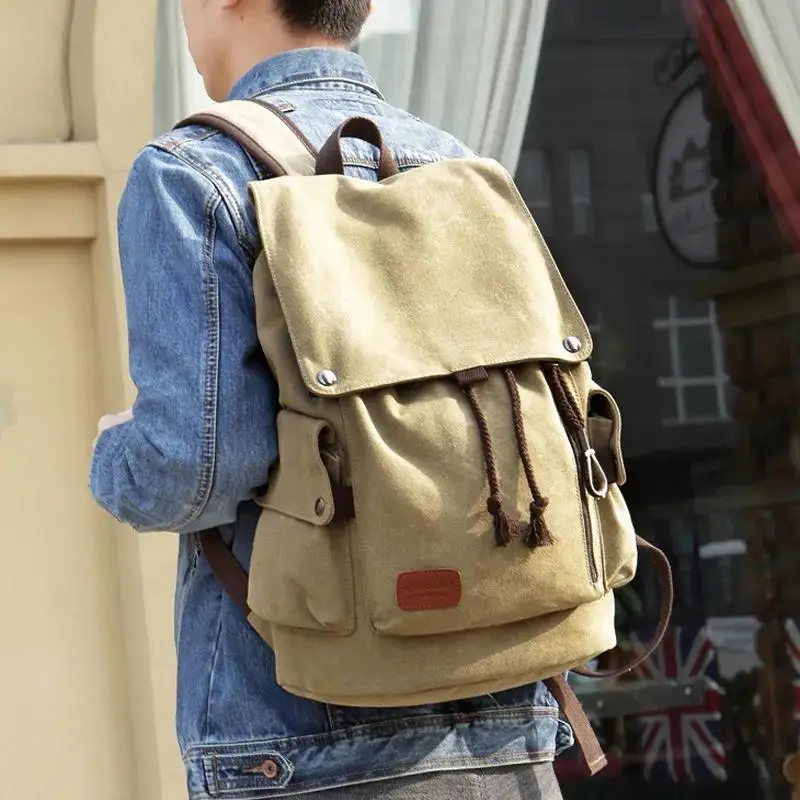 Fashion Male Bookbag Canvas Men Backpack For Teenager Boy College Men ...
