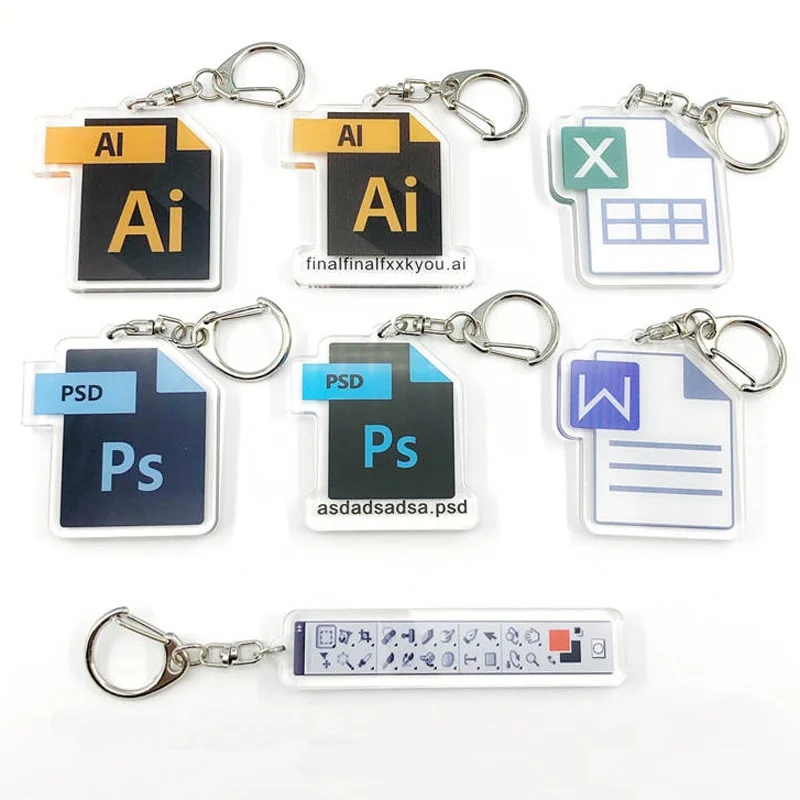 LXJERY Cartoon Software Ai Ps Keychain Acrylic Photo Designer Key Chain ...