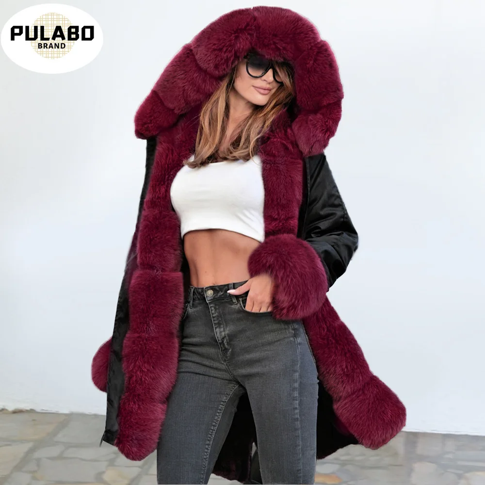 Parka de piel sintética para Mujer, abrigo largo ajustado y cálido ...