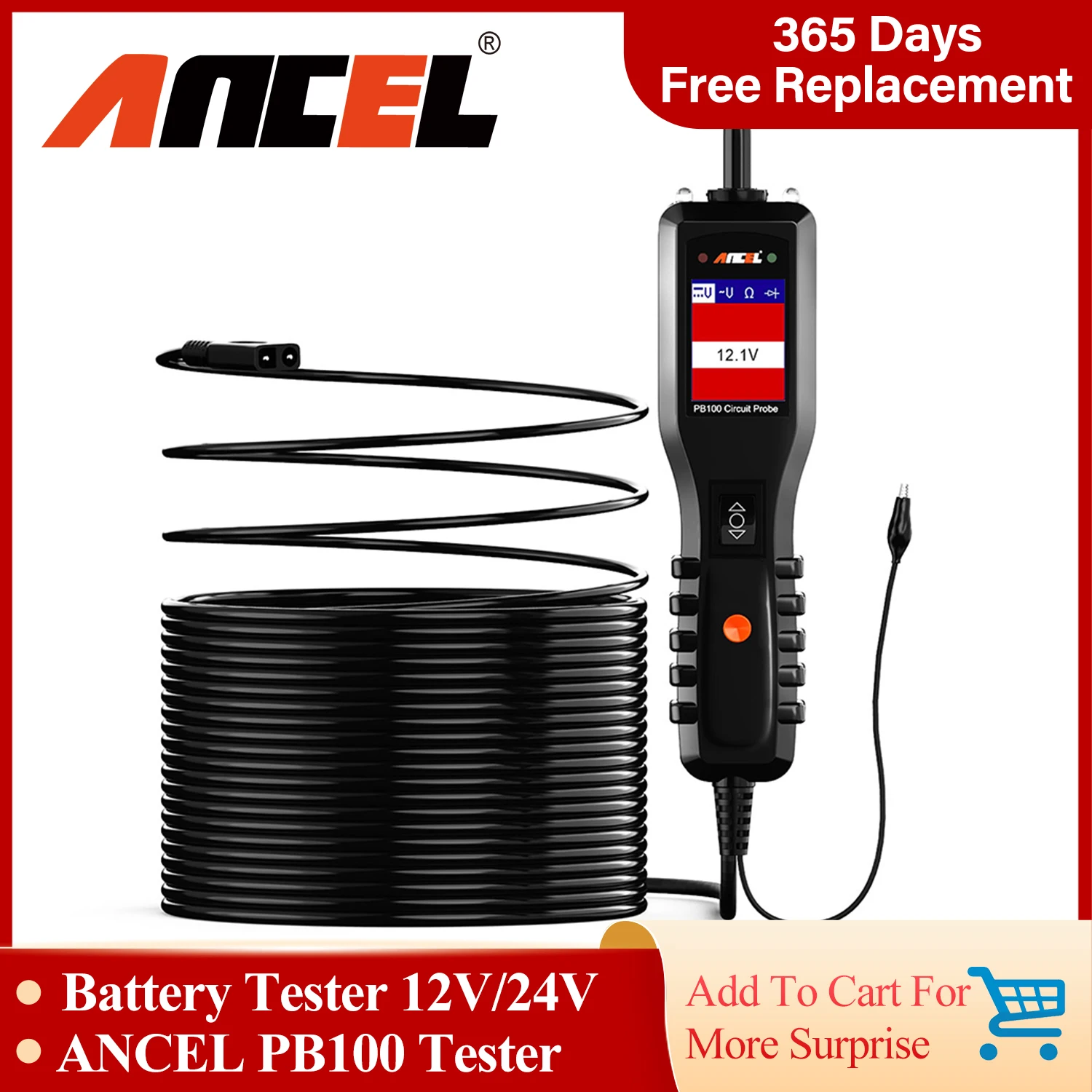 ANCEL PB100 Power Probe Automotive Car Battery Analyzer 12V/24V ...