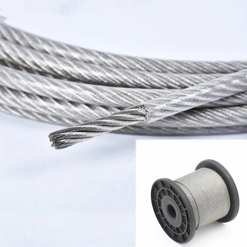 10 Meter Steel PVC Coated Flexible Wire Rope soft Cable Transparent ...