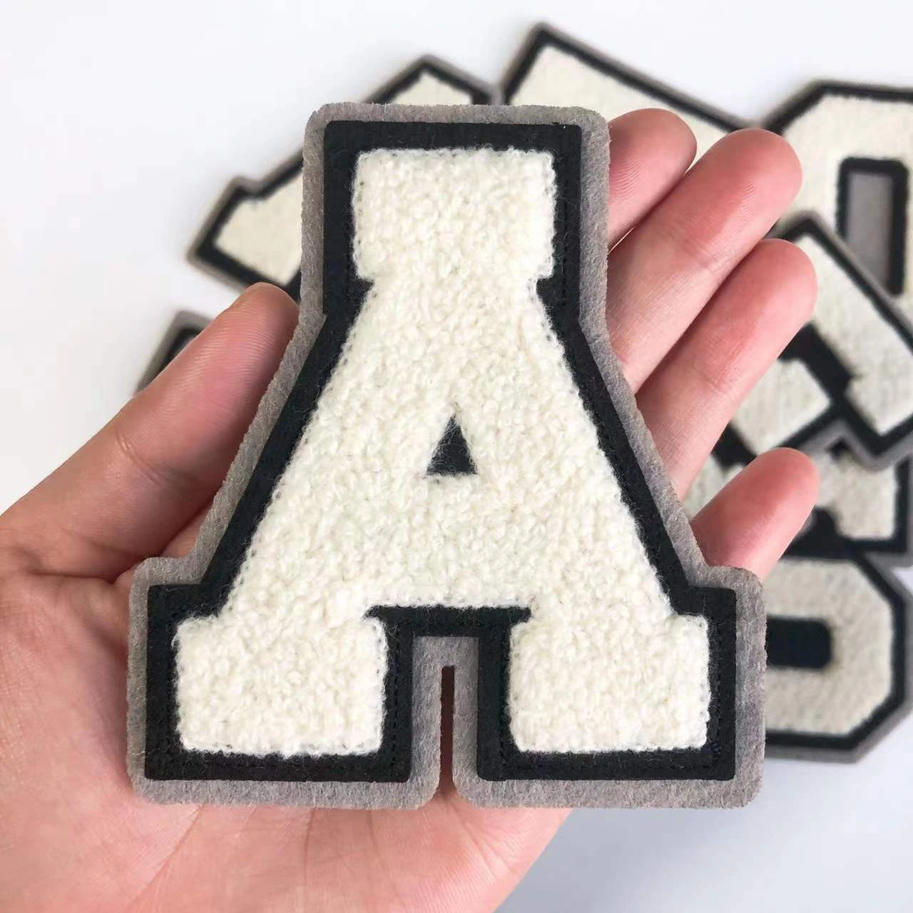 White Letters Chenille Embroidered Sew On Patch Applique Diy Name Badge ...