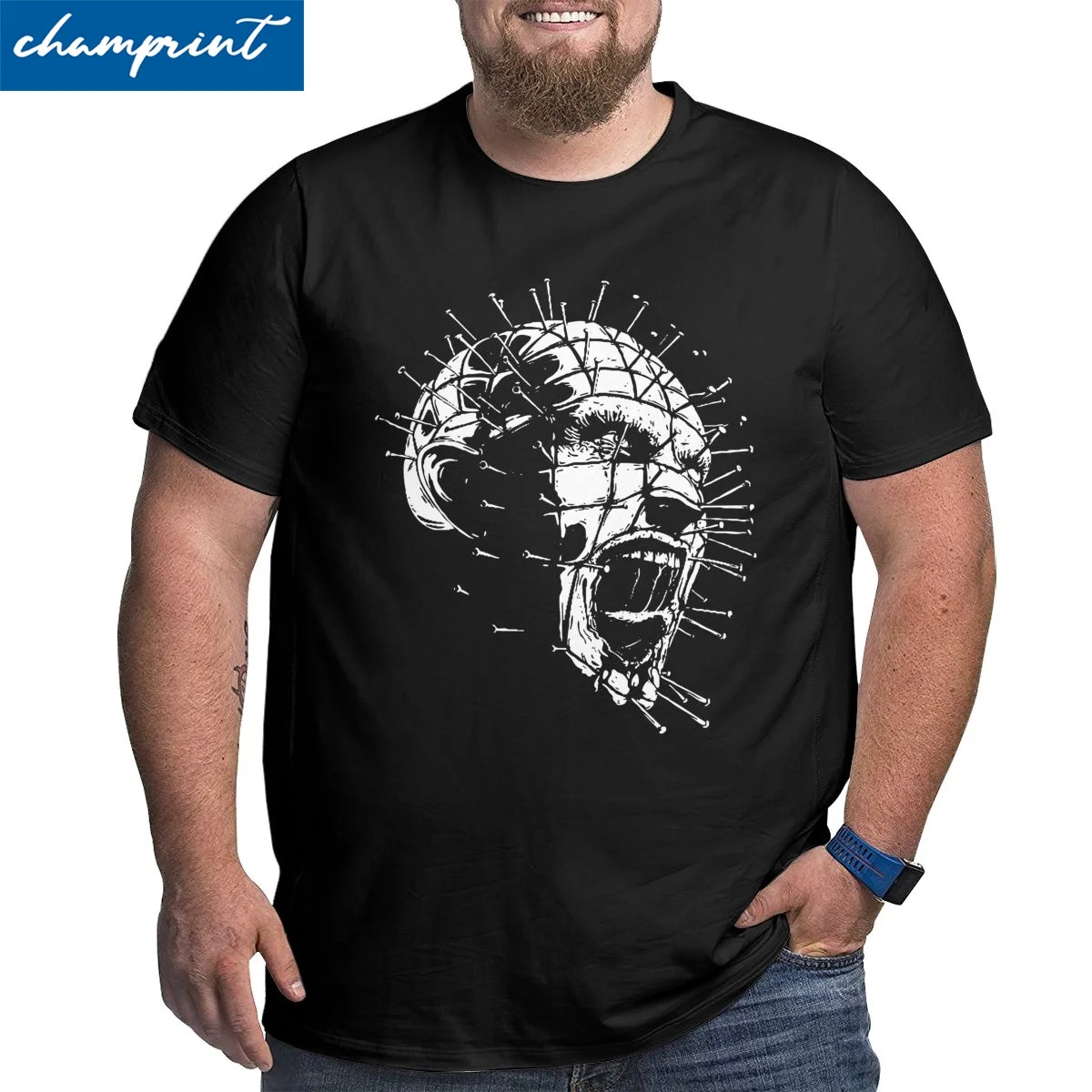 Men-s-T-Shirts-Hellraiser-Pinhead-Horror-Cotton-Big-Tall-Tee-Shirt ...