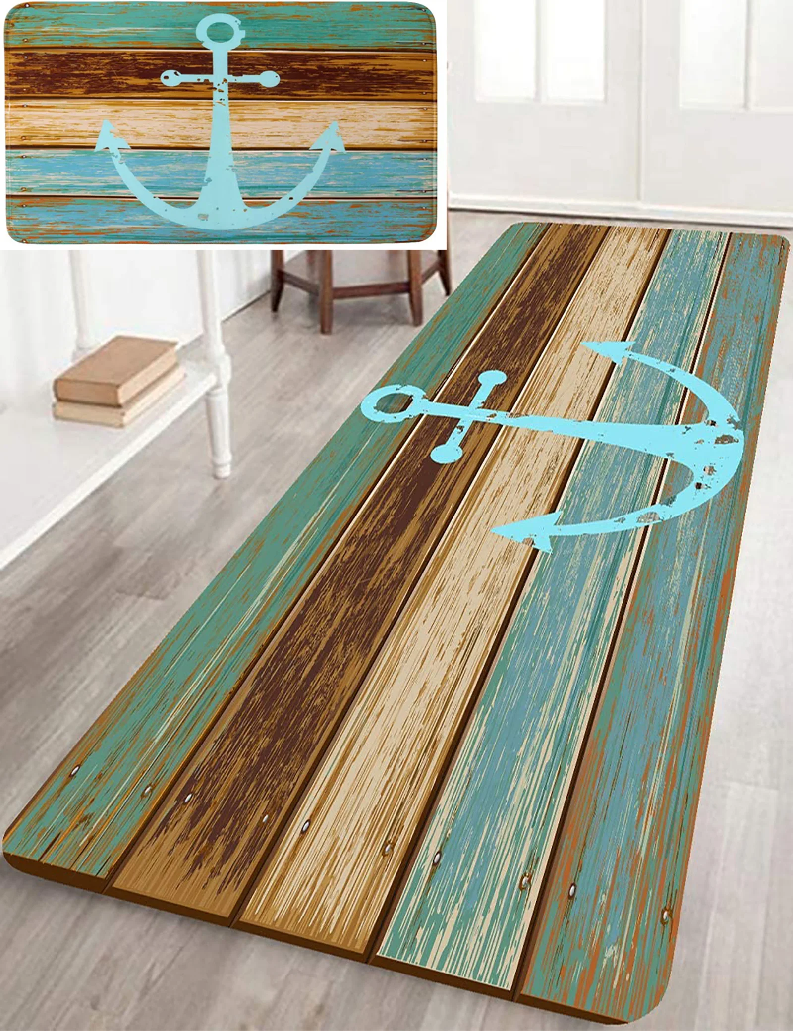 Hot Nautical Anchor 3d Print Rug Bath Mat Bath Vintage Rugs Anti-slip ...