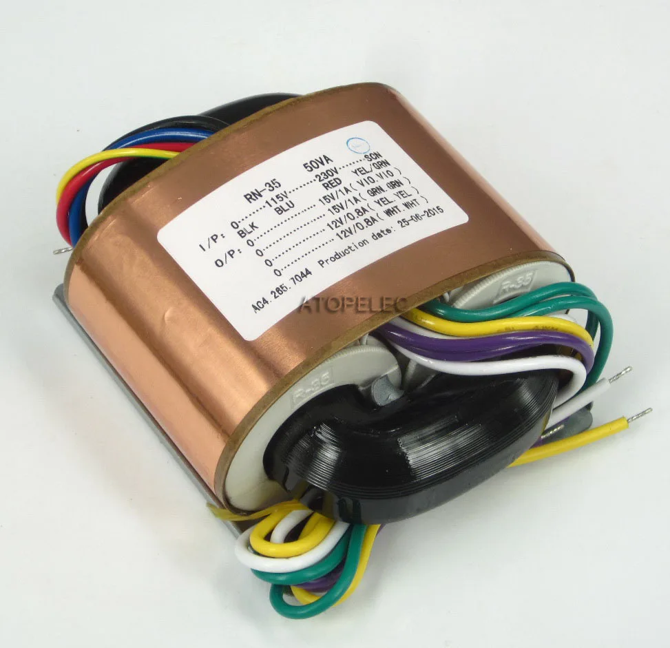 115V 230V 50W R Core Shielded Transformer 15V+15V 12V+12V for Audio ...