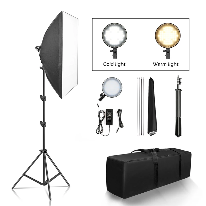 Photography-50X70-LED-Lamp-Softbox-Lighting-Kit-Two-Color-Soft-Box ...