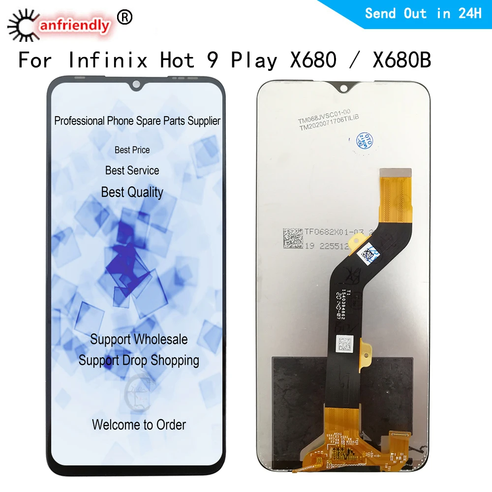 Infinix Hot 9 Play X680B 용 LCD 디스플레이 터치 패널 스크린 디지타이저 어셈블리, X680 LCD 6. ...