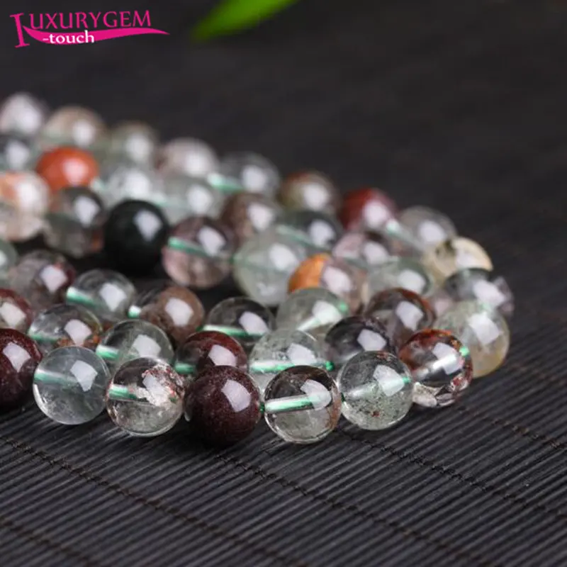Natural-Green-Specter-Crystal-Stone-Round-Shape-Loose-Spacer-Smooth ...