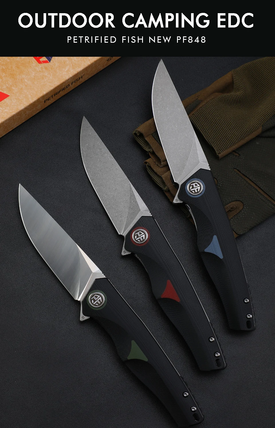 Pf848 석화 된 물고기 D2 강철 접는 나이프 G10 손잡이 야외 캠핑 다이빙 낚시 Edc 도구 사냥 칼칼 Aliexpress