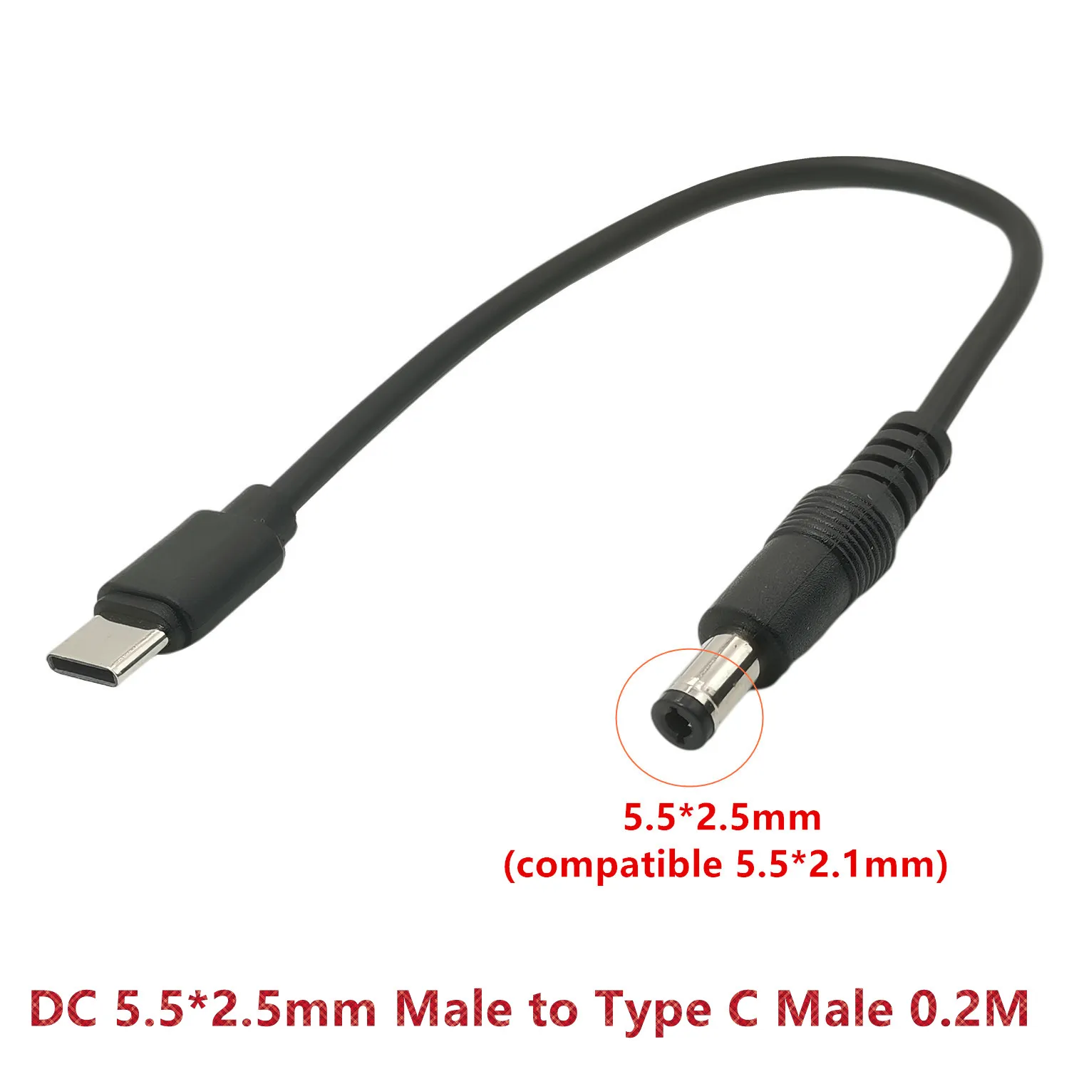 C타입 전원 어댑터, USB 수-DC 암 커넥터, 충전 배럴 잭 전원 어댑터, USB C 5V 커넥터, 22AWG, 5.5x2.1mm