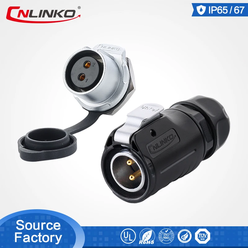 UL approved 20A Linear actuator IP67 power connector 2pin male and ...