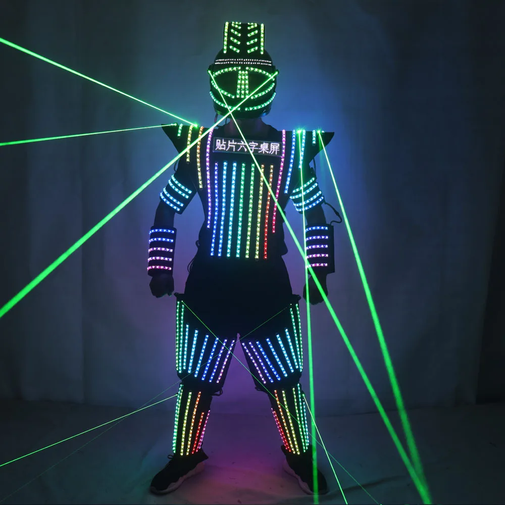 Traje de Robot LED a todo Color, traje de láser verde, chaqueta, modelo ...