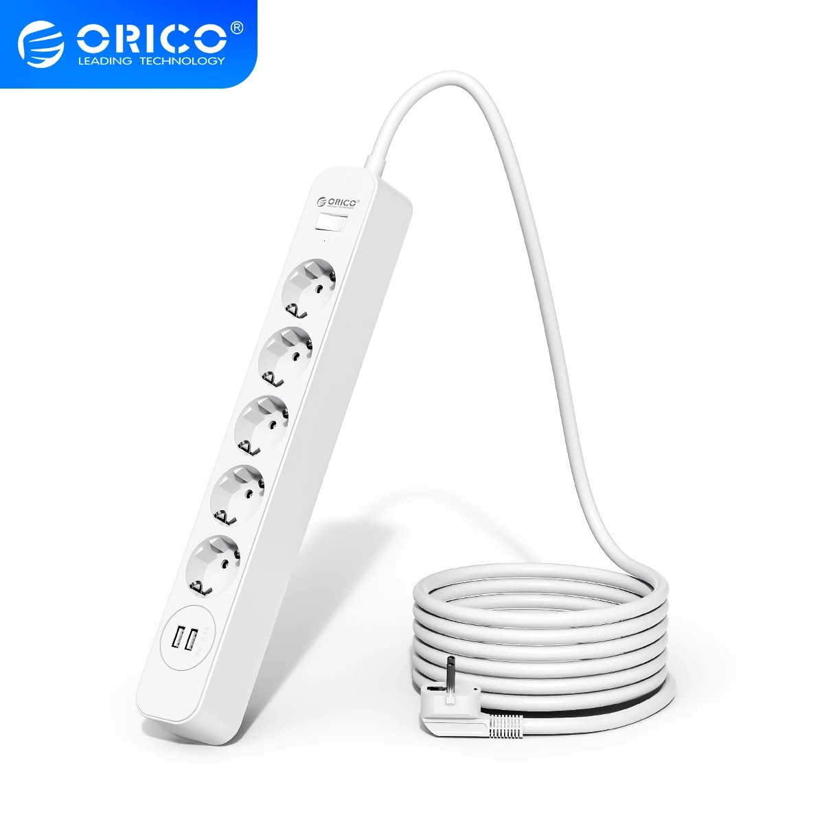 ORICO Power Strip 3m Extension Cable Electrica Socket with 2 USB Ports ...