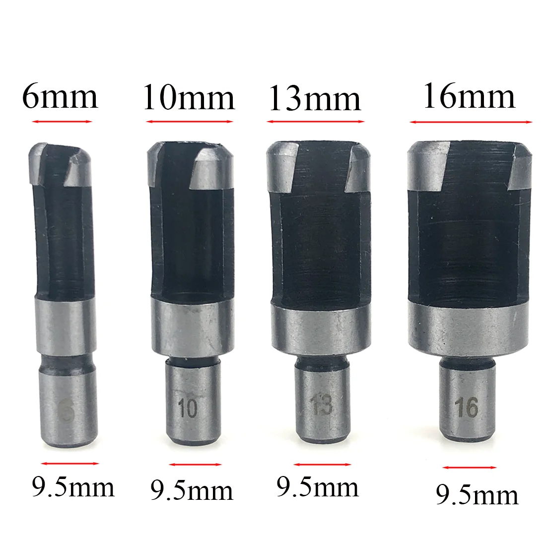 4Pcs/Set Round Shank Barrel Cork Drill Bit Plug Cutter Bored Hole Tenon ...