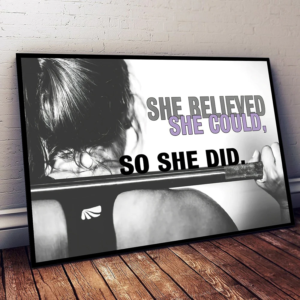 Fitness-She-Believed-She-Could-So-She-Did-Poster-Gym-Lovers-Wall-Art ...