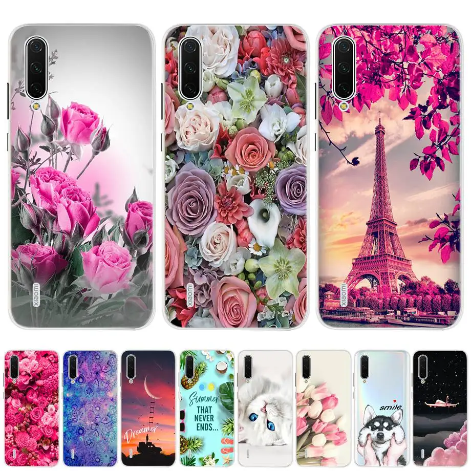 For Xiaomi Mi A3 Case Cover Flowers Silicone Soft TPU Back Cover For ...