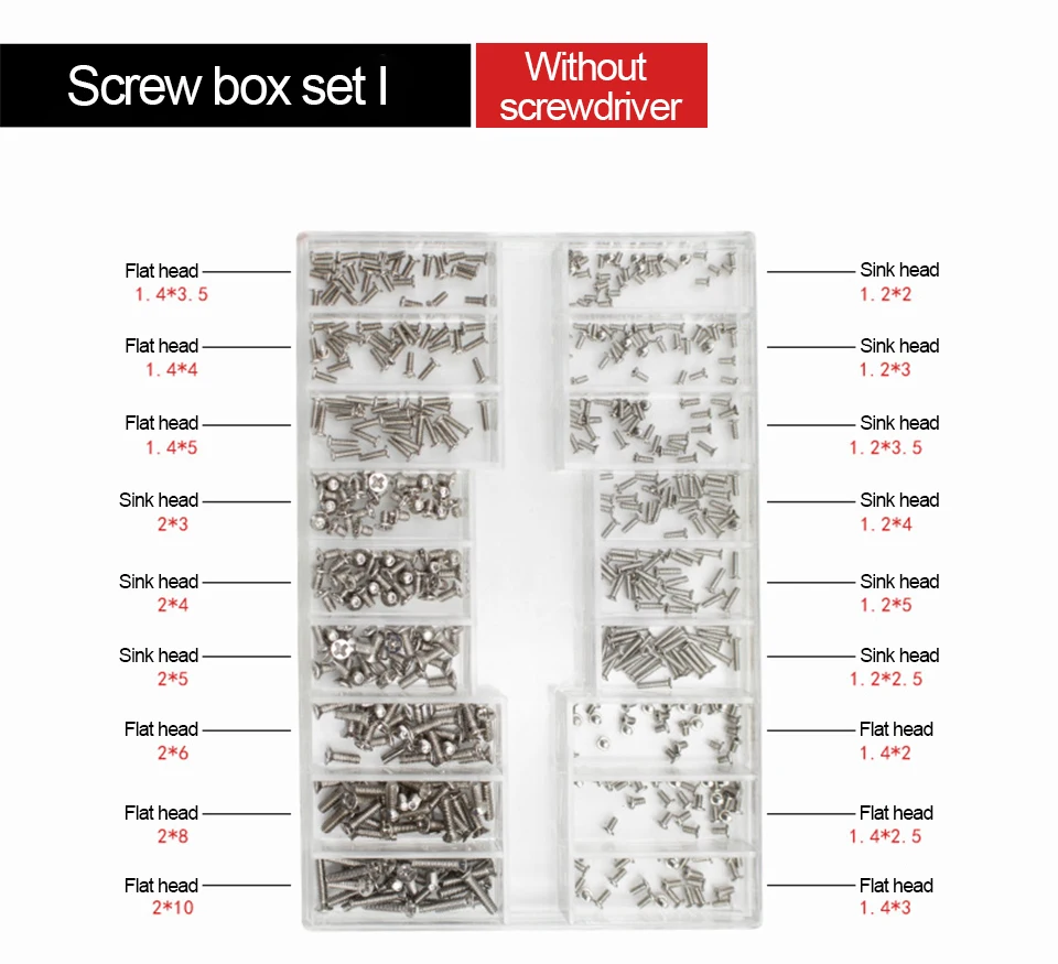 VIS,Small screw set N--Boîte à petites vis Phillips pour lunettes, 18 ...