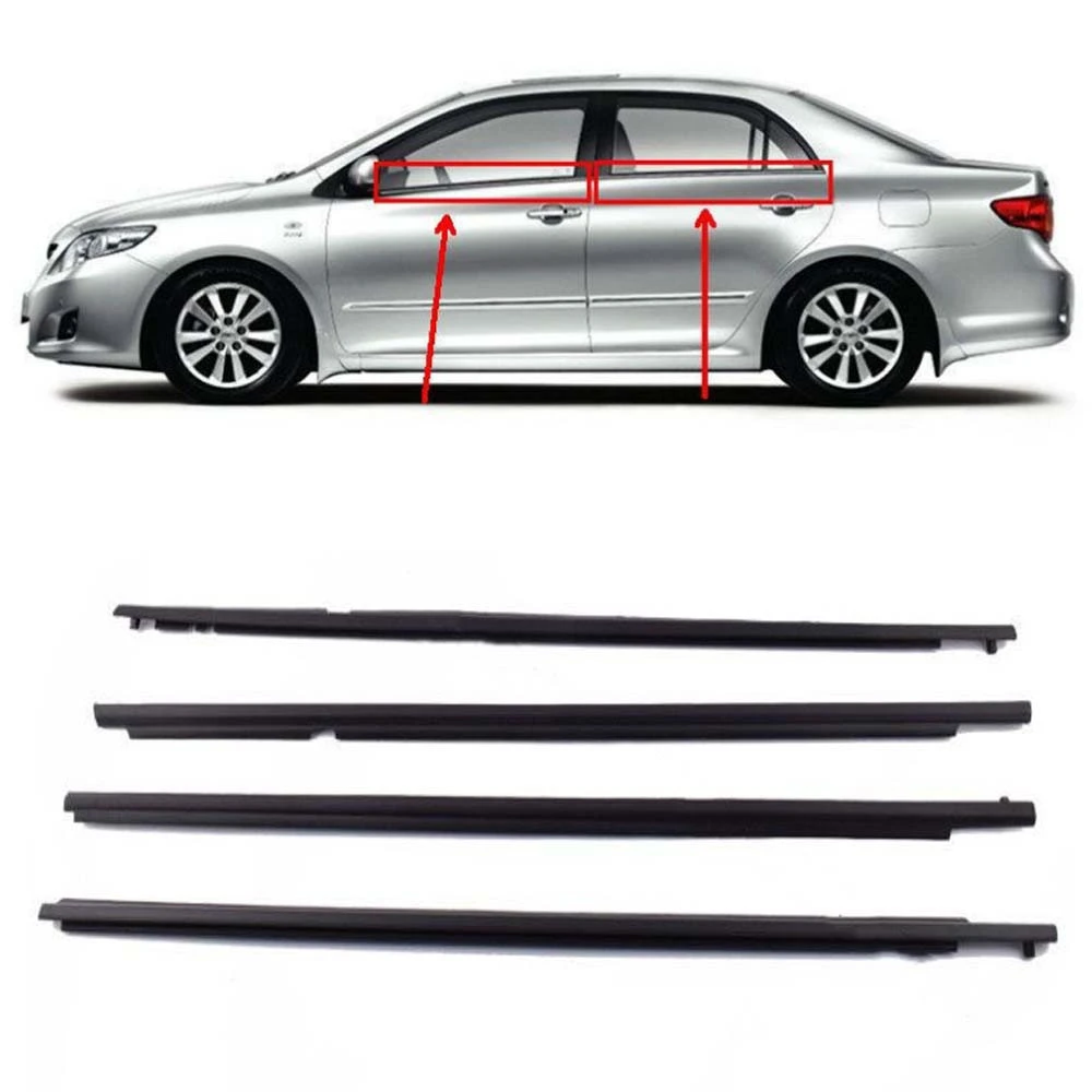 4pcs/set Car Door Outside Window Belt Molding Trim Weatherstrip For ...